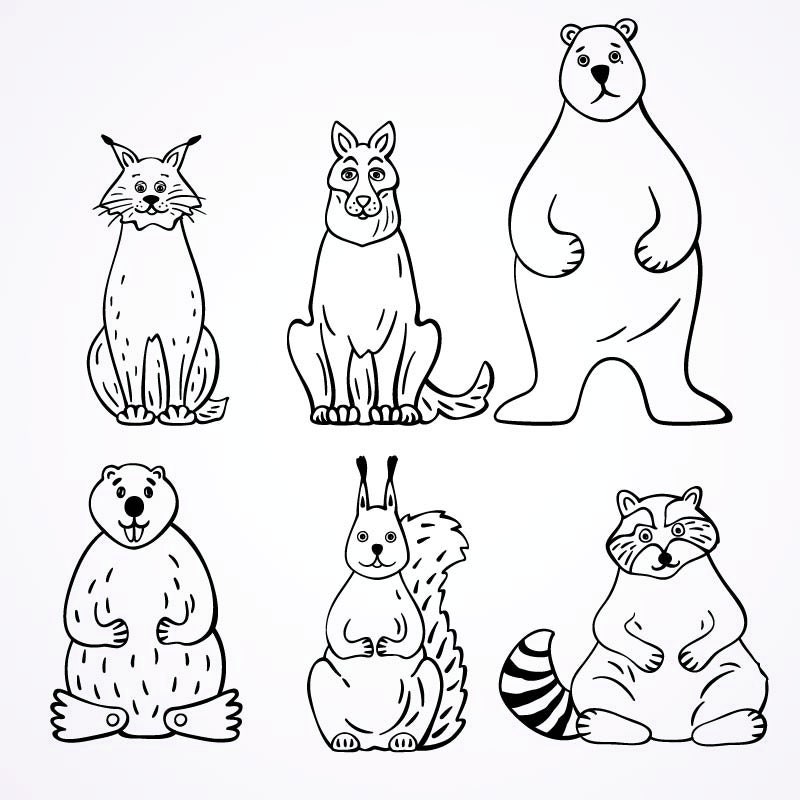 Doodle Forest Animals Clipart,28 Separete SVG, PNG, EPS Images.woodland ...