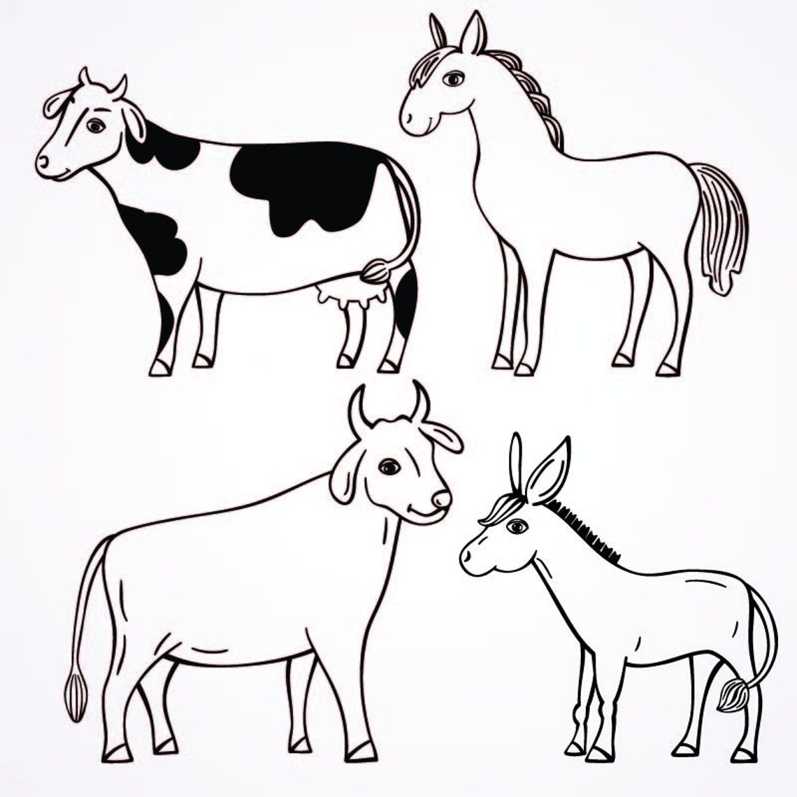 Hand-drawn Farm Clipart, Farm Animals Clipart, 37 Separete Images ...