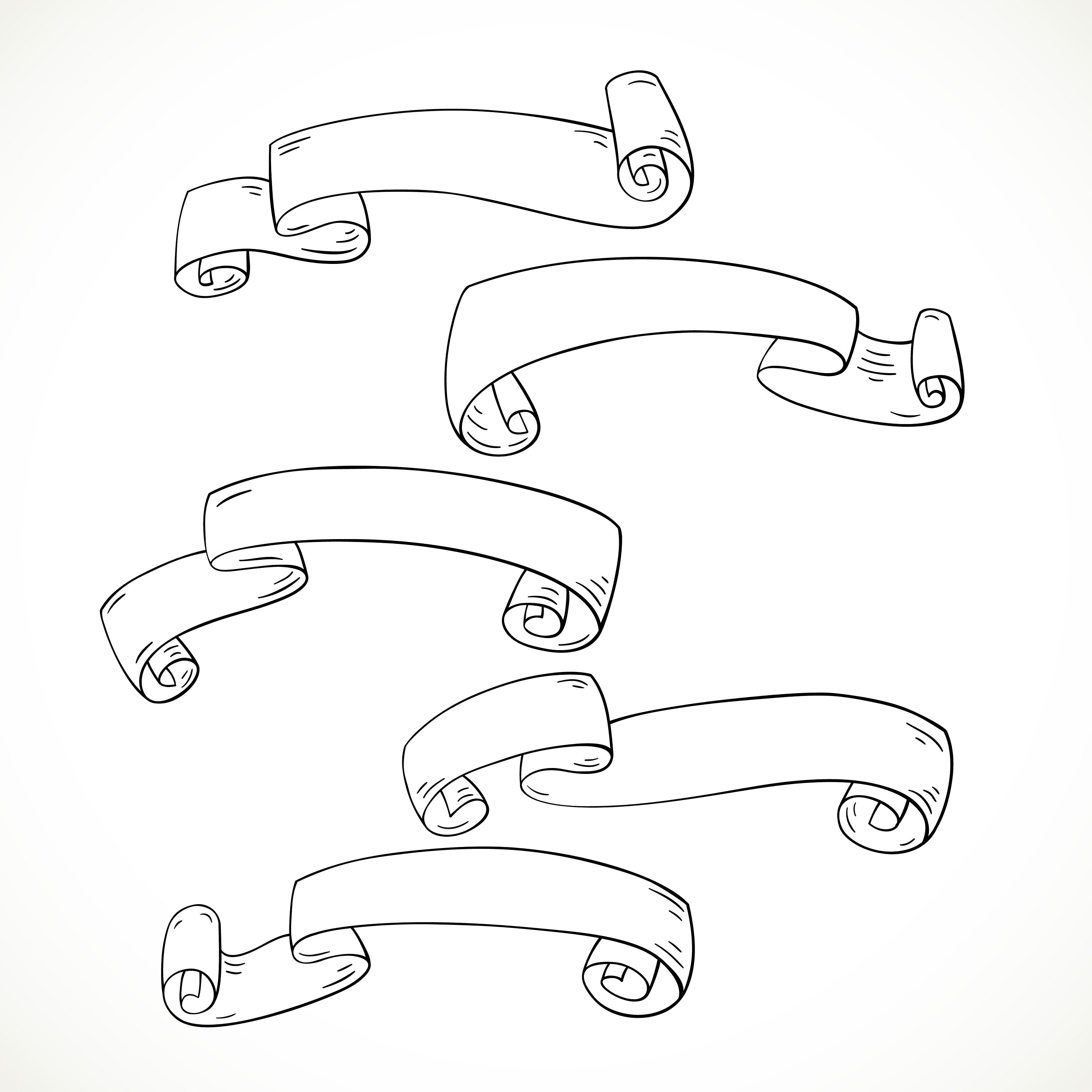 Hand-drawn Ribbons Banners Clipart.10 SVG,10 PNG Banners.doodle Ribbon ...