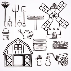 Hand-drawn Farm Clipart, Farm Animals Clipart, 37 Separete Images ...