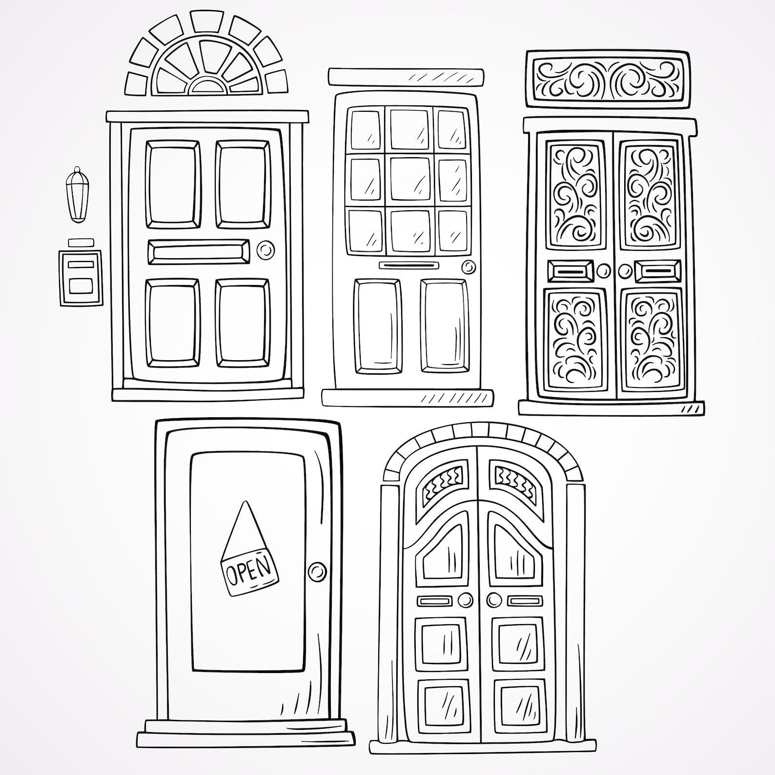 Hand-drawn Doors Clipart, Doors SVG, Doors PNG, 15 Separete Images ...