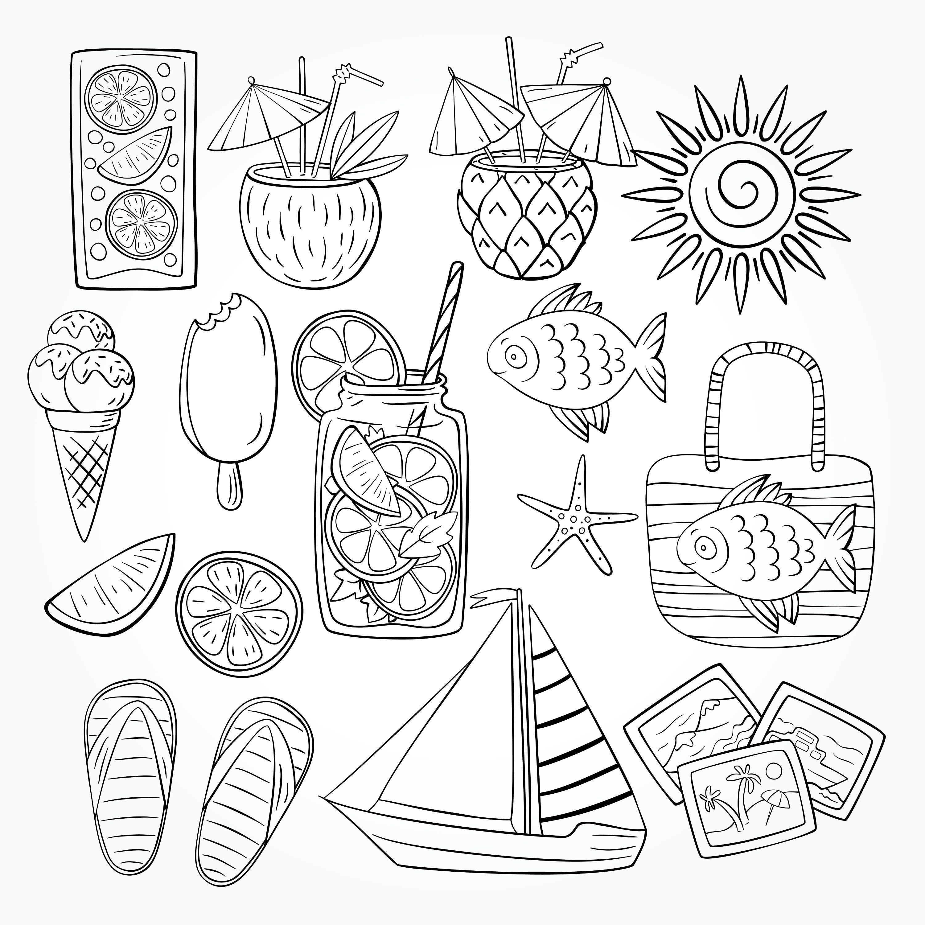 Hand-drawn "summer" Clipart, PNG Summer Clipart, SVG Summer Clipart, 30 ...