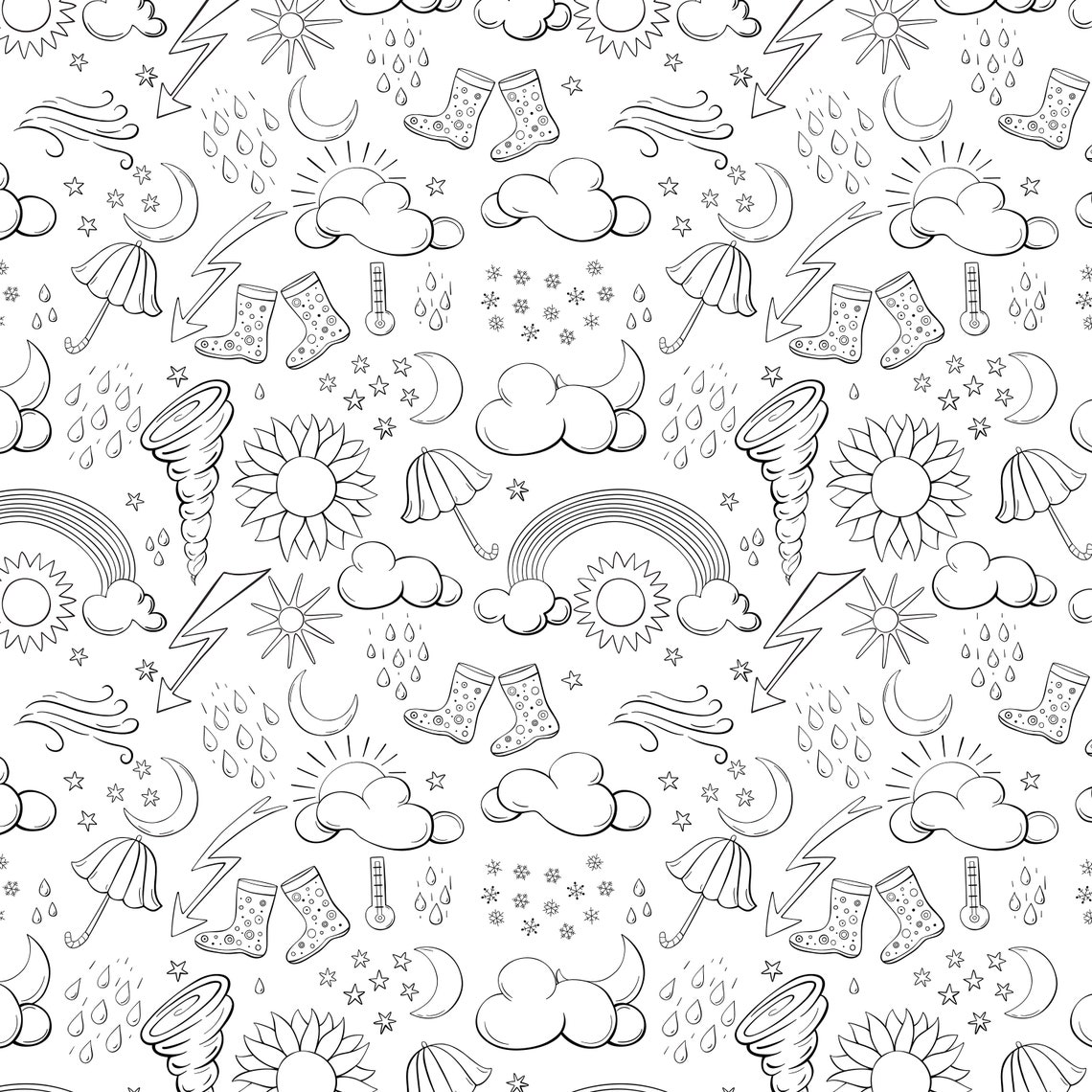 Weather Hand-drawn Clipart.20 PNG Weather Elements,20 SVG Weather ...