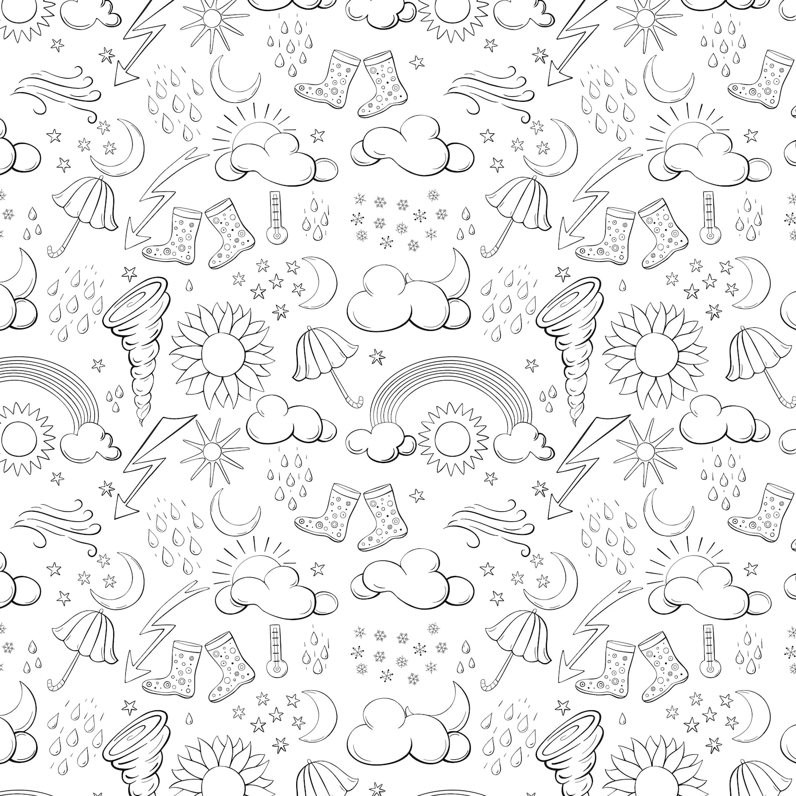 Weather Hand-drawn Clipart.20 PNG Weather Elements,20 SVG Weather ...