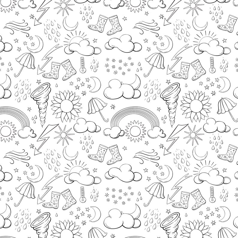 Weather Hand-drawn Clipart.20 PNG Weather Elements,20 SVG Weather ...