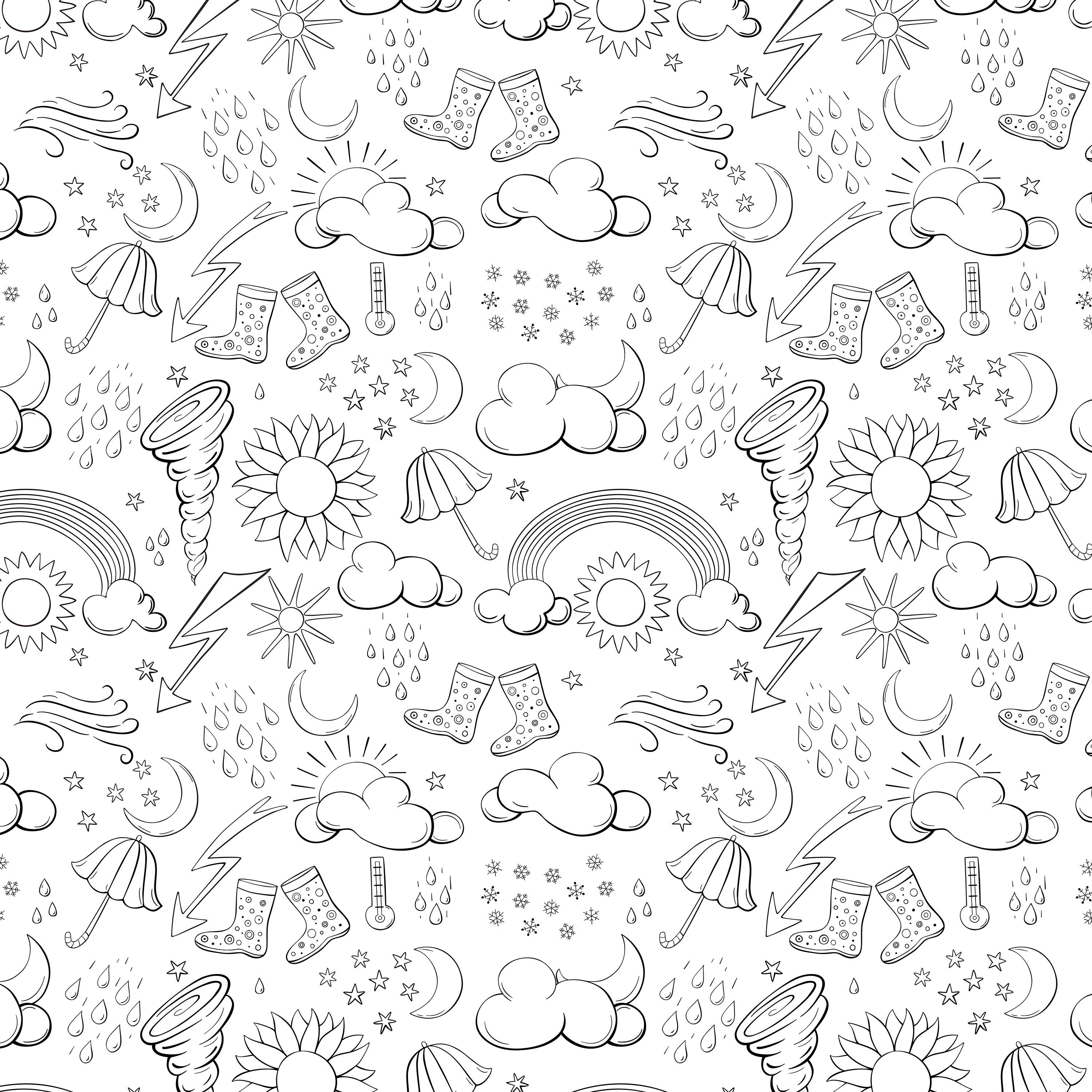 Weather Hand-drawn Clipart.20 PNG Weather Elements,20 SVG Weather ...