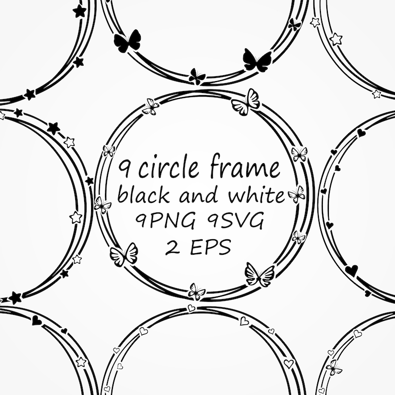 9 marco de círculo SVG marco de círculo PNG bordes de | Etsy