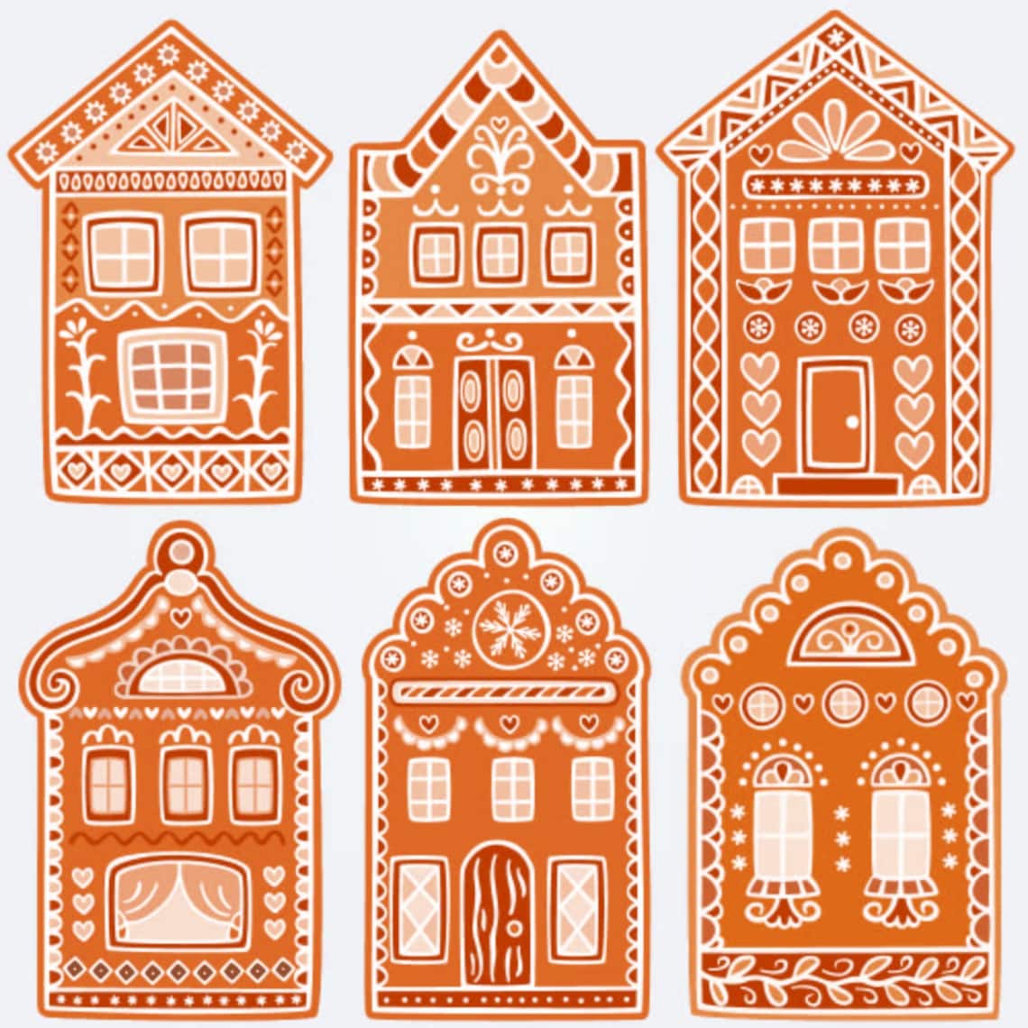Doodle Gingerbread Houses Clipart, Separete SVG, PNG, EPS Images, 12 ...
