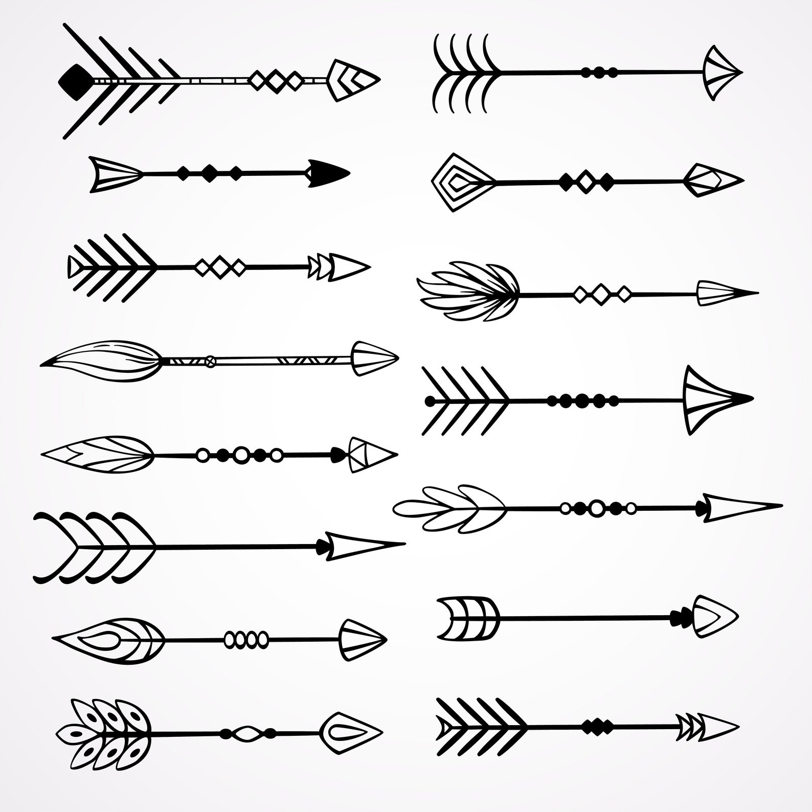 Hand-drawn Tribal Clipart, 37 Separete Images SVG, PNG, Arrow Clipart ...