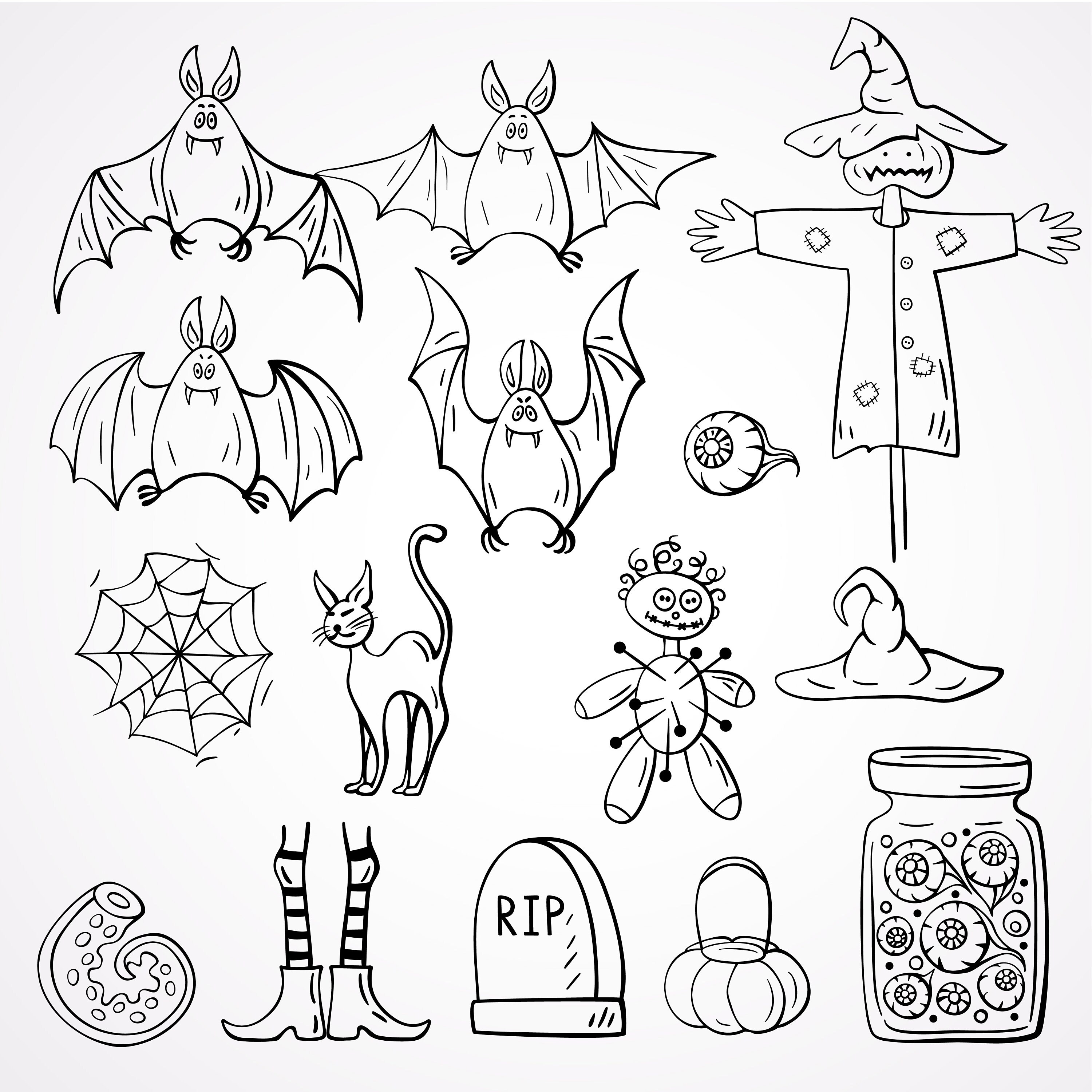 Doodle Halloween Clipart,48 Separete SVG, PNG, EPS Images, Pumpkin ...