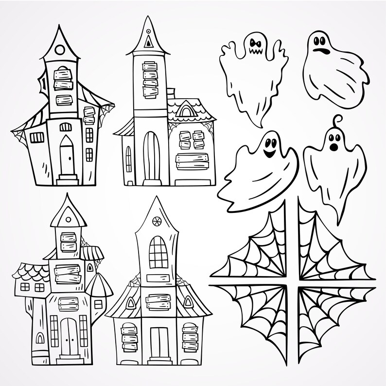 Doodle Halloween Clipart,48 Separete SVG, PNG, EPS Images, Pumpkin ...