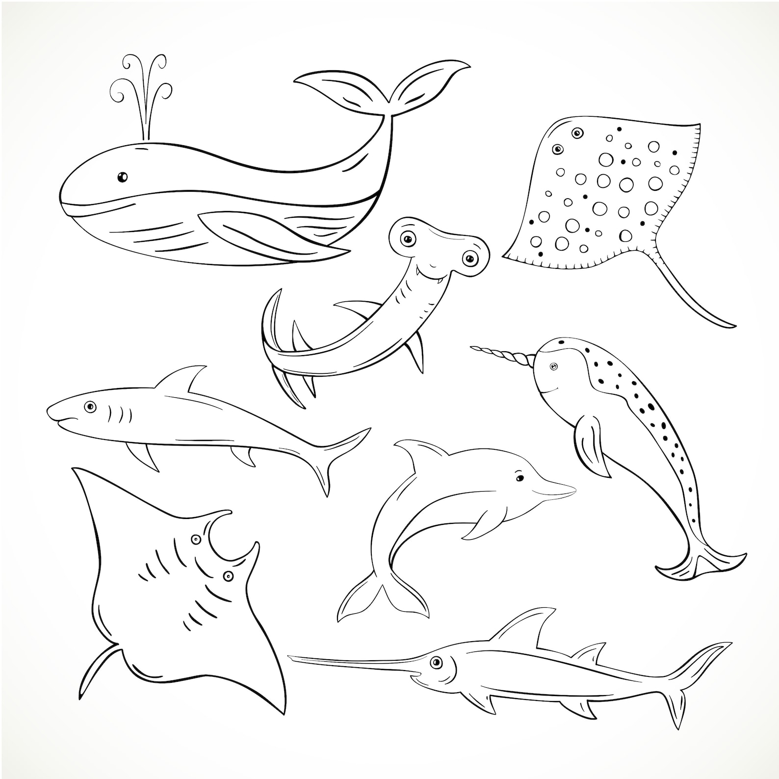 Hand-drawn "sea Life" Clipart,svg Sea Animals Clipart,png Ocean Life ...