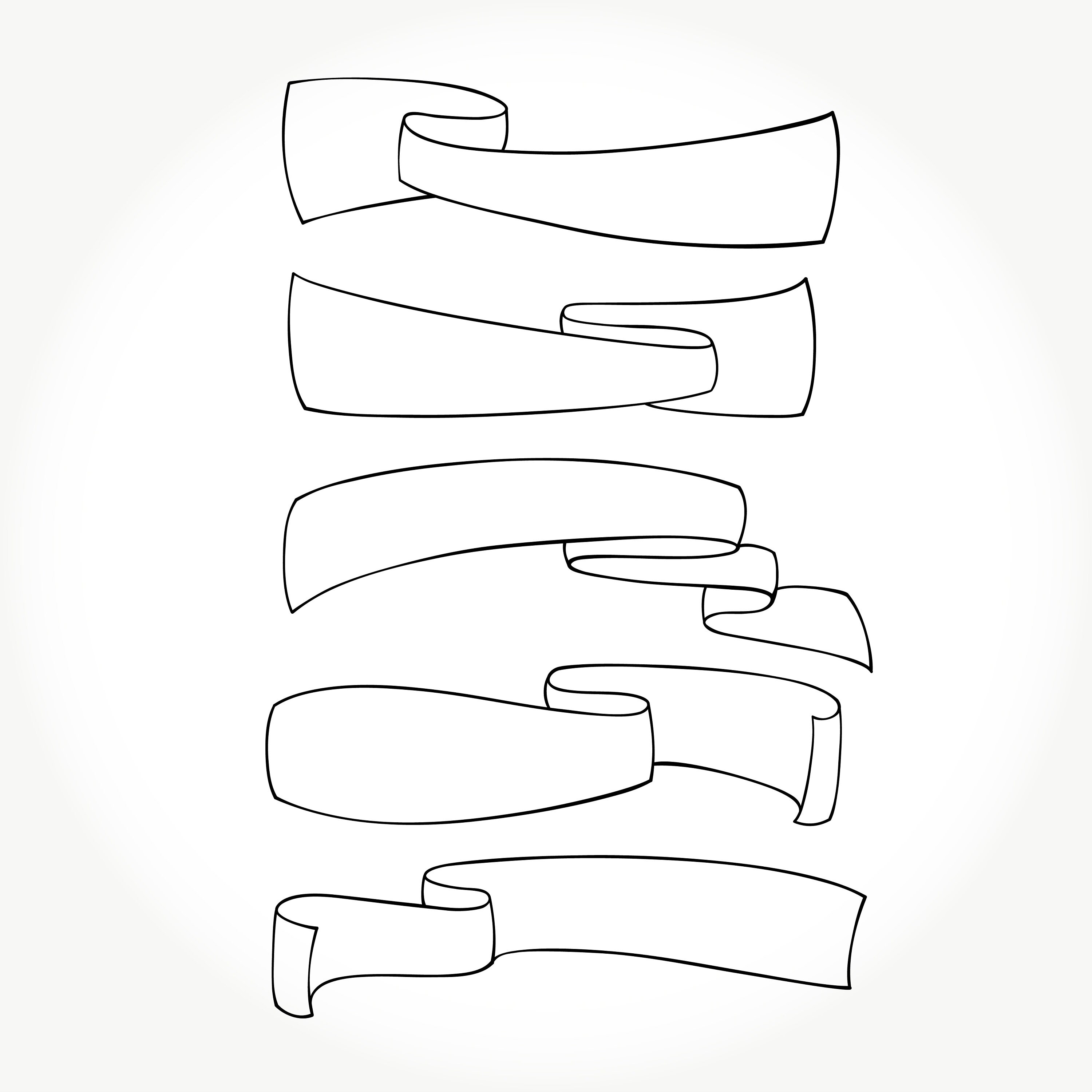 Hand-drawn Ribbons Banners Clipart.15 SVG,15 PNG Banners.doodle Ribbon ...