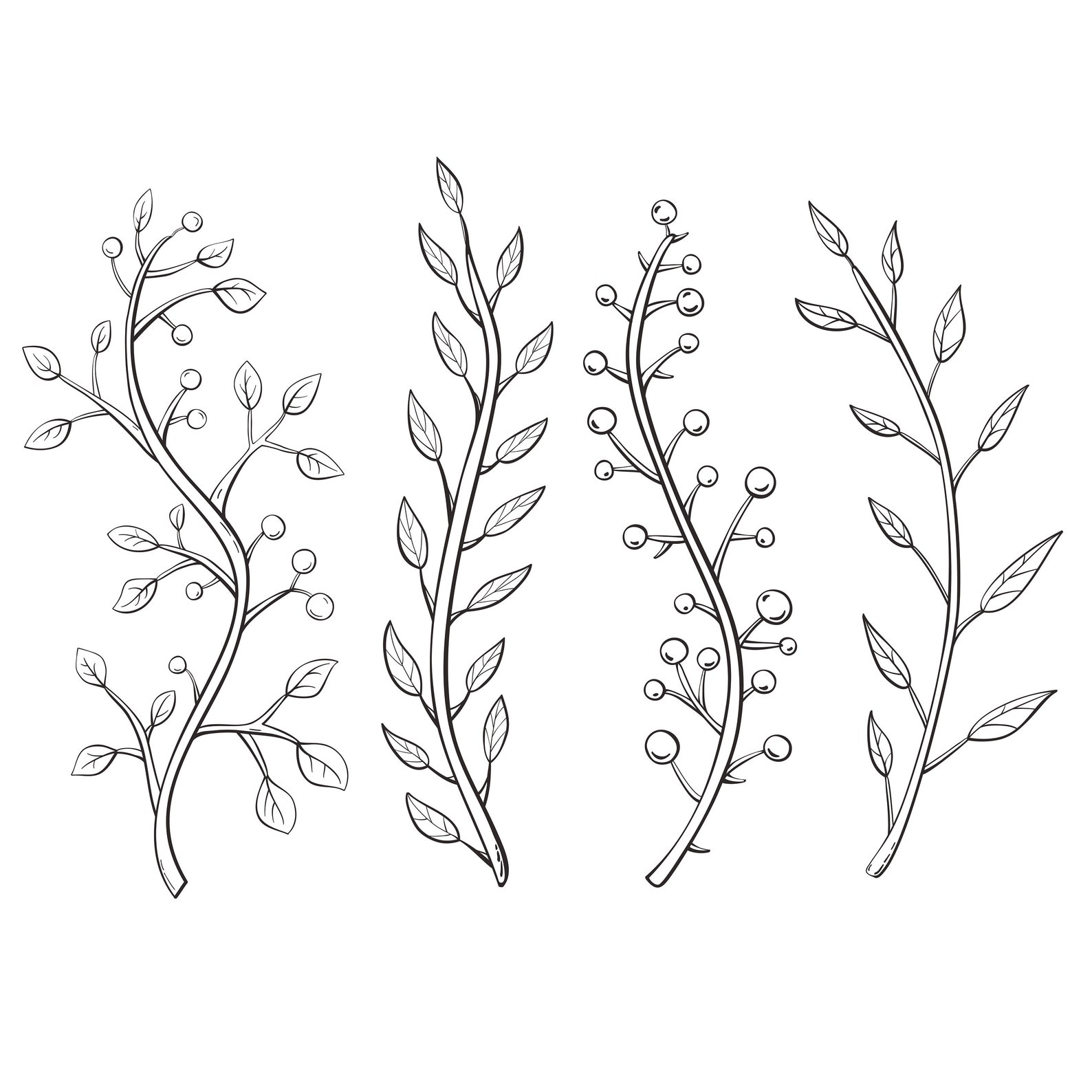 Branches SVG Clipart, Branches PNG Clipart, Hand-drawn Leaves Clipart ...