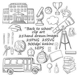 25 School Supplies Clipart, 25SVG School Elements,25 PNG School ...