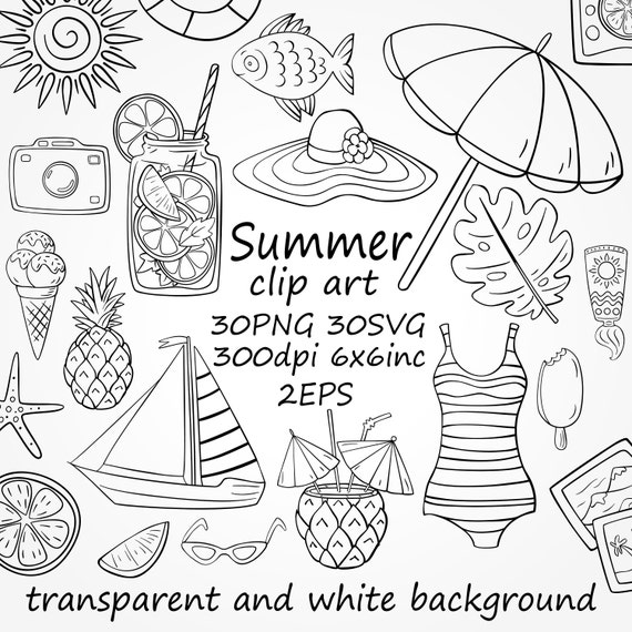 Summer Clip Art Free Black And White