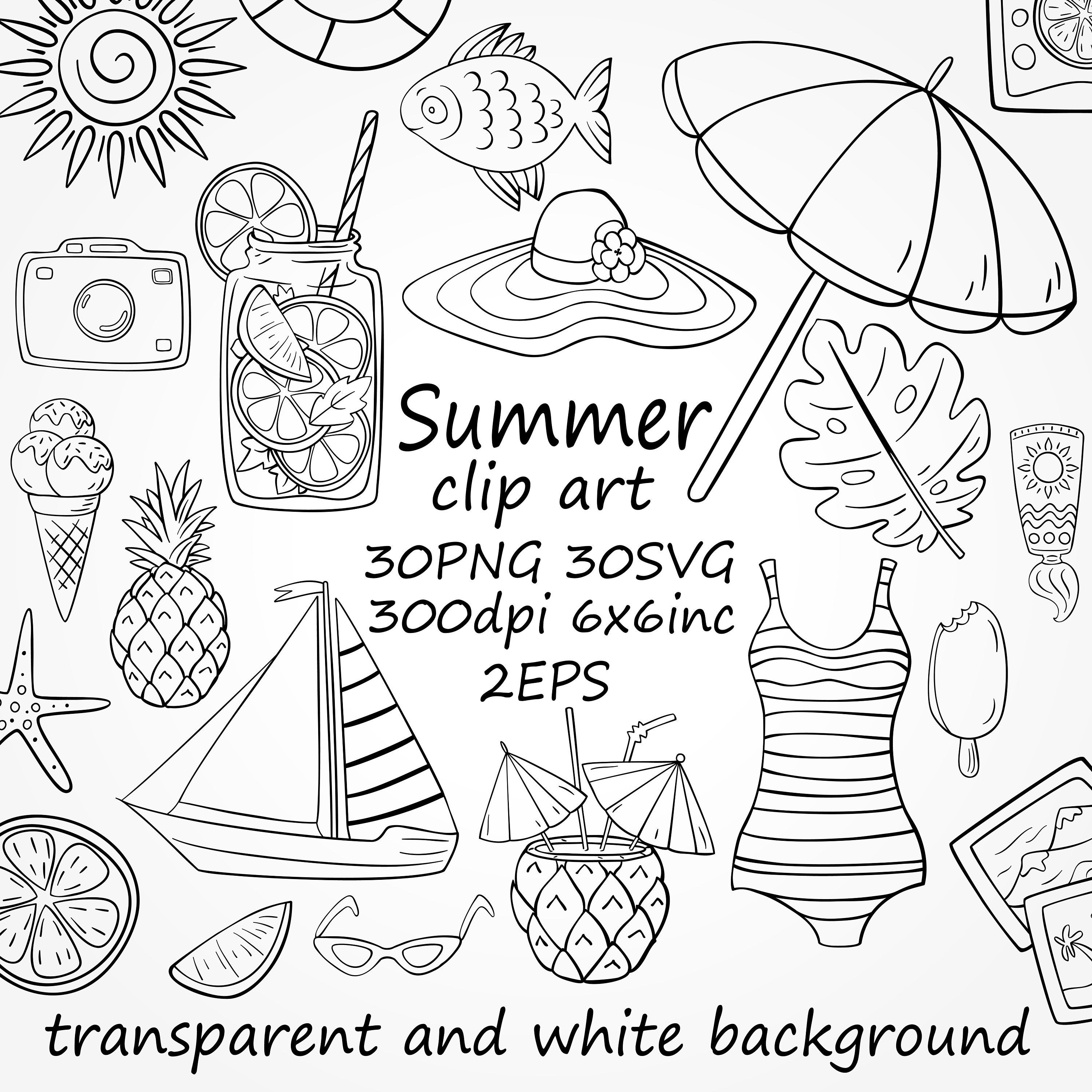 Summertime Clip Art Black And White
