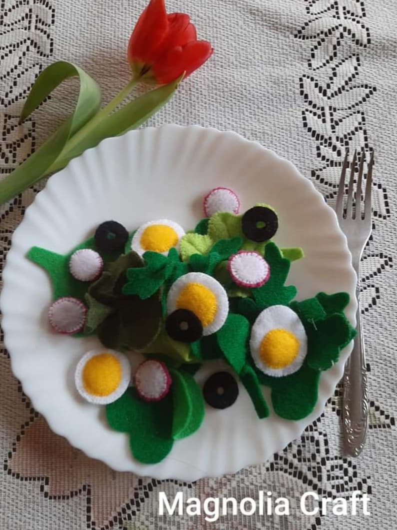 Mix Salad Digital Felt Food Pattern JPG Sew Pattern, Felt Food, Felt ...