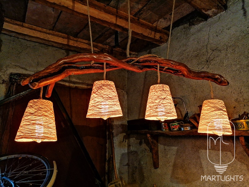 Rustic Chandelier Handmade From Tree Root Reclaimed Wood Light for the ...