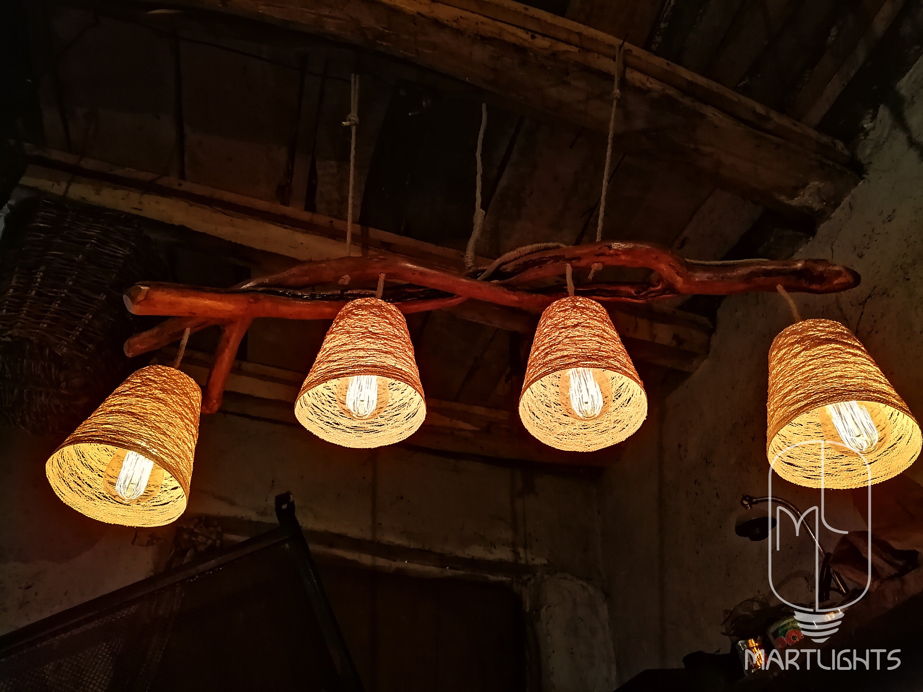 Rustic Chandelier Handmade From Tree Root Reclaimed Wood Light for the ...