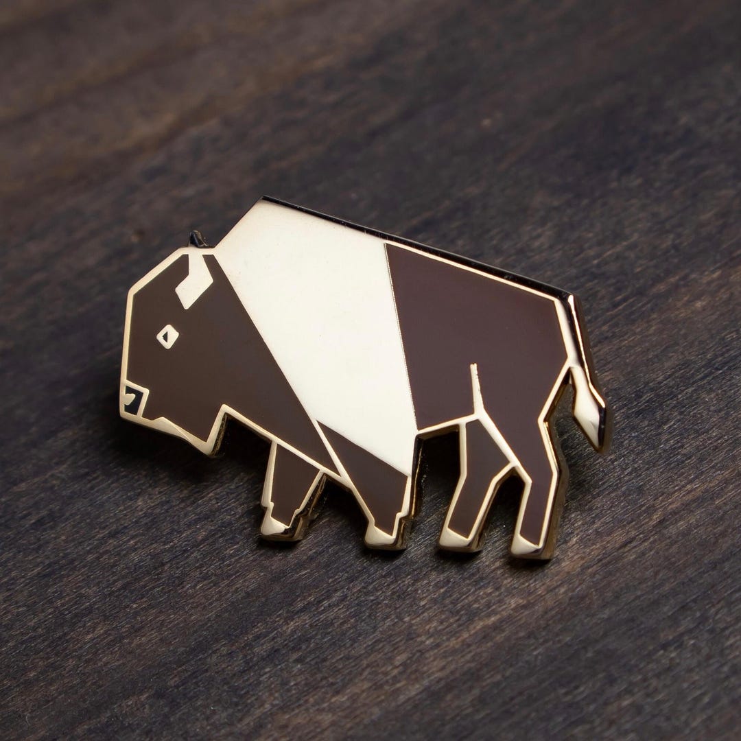 Bison Enamel Pin • Hard Enamel, Bison Pin, Enamel Pins, Animal Enamel ...