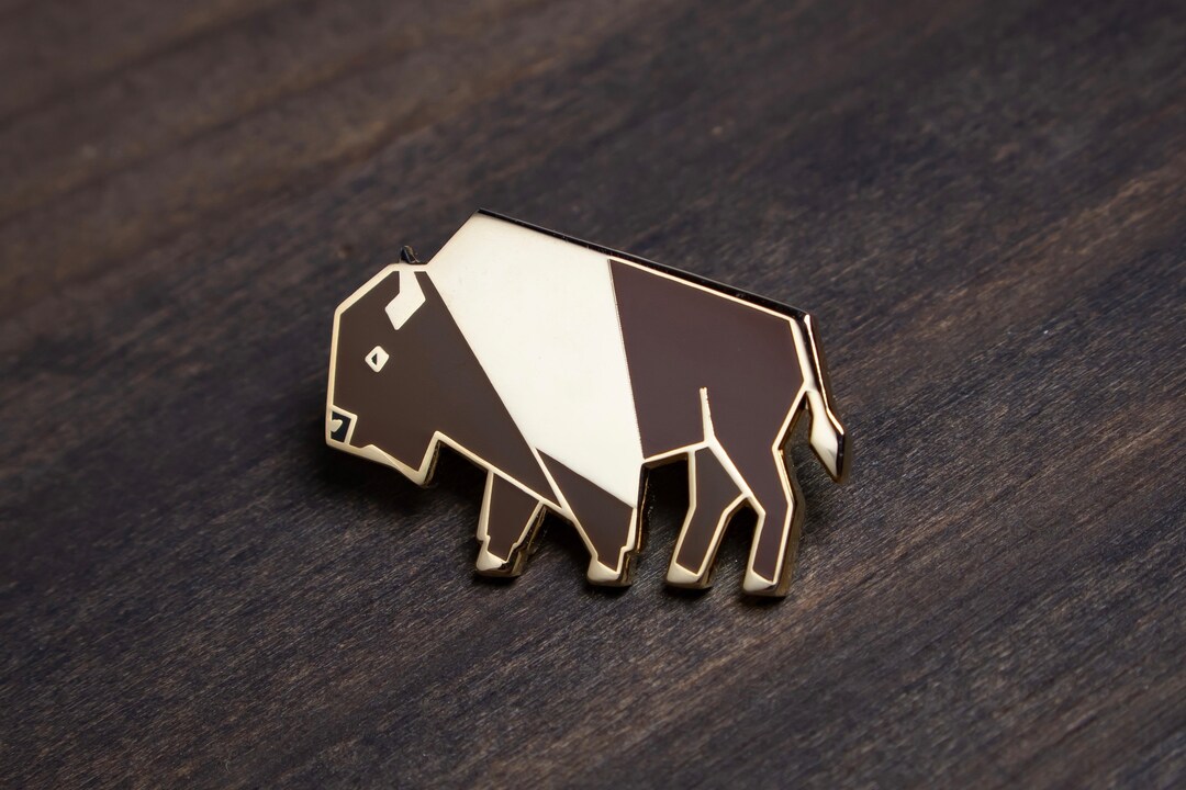 Bison Enamel Pin • Hard Enamel, Bison Pin, Enamel Pins, Animal Enamel ...