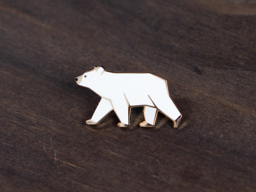 Polar Bear Enamel Pin • Hard Enamel, Black Bear Pin, Enamel Pins ...