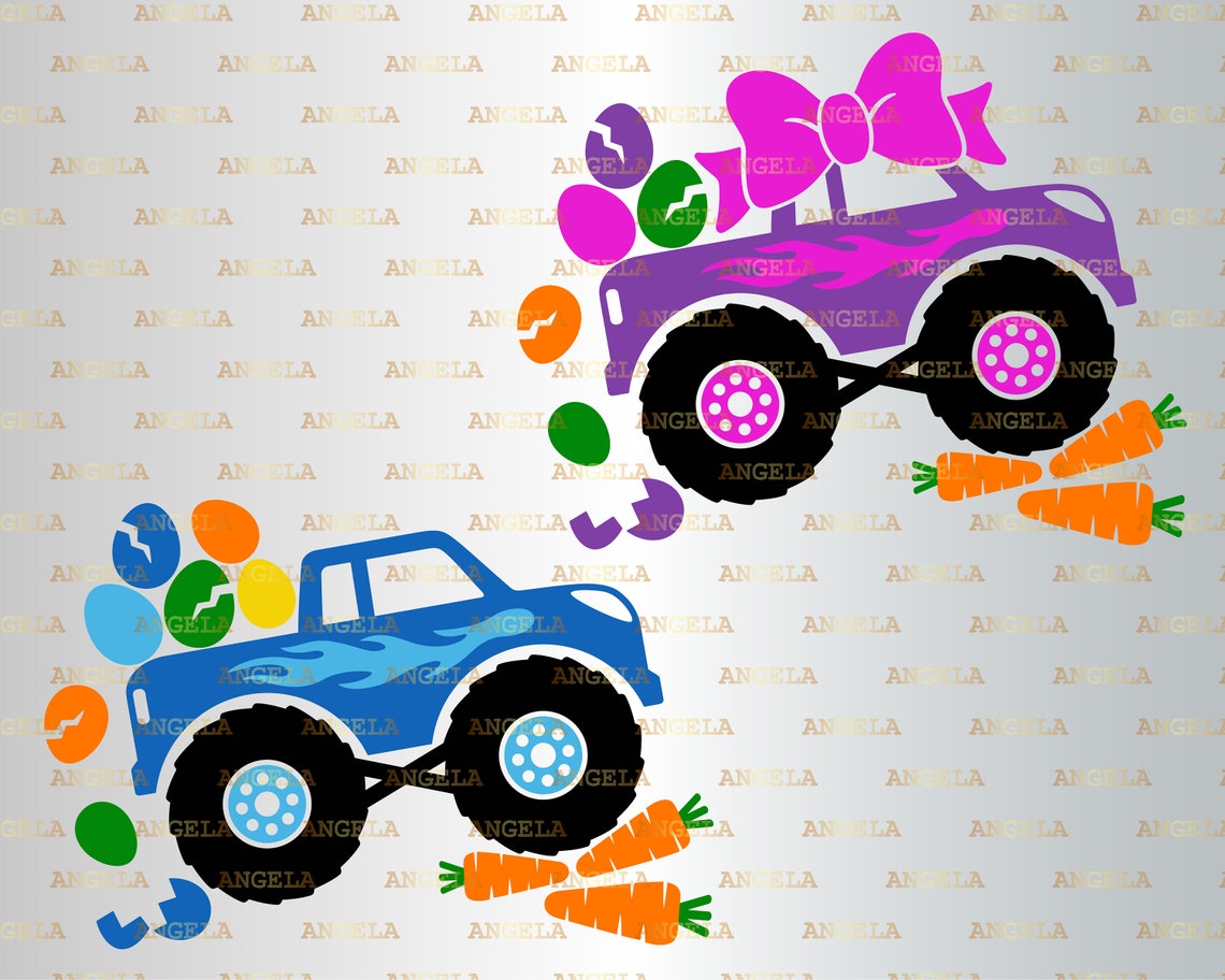 Easter Monster Truck Svg Crushing Eggs Svg Egg Crusher Svg | Etsy