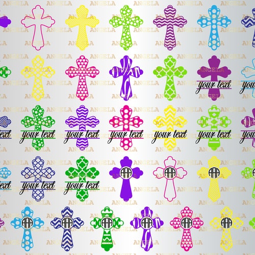 Cross Monogram Frame Designs Bundle Svg Dxf Eps Png Files for | Etsy