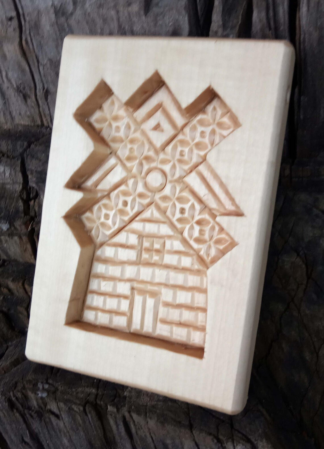Wooden Gingerbread Mold Old Windmill 2 Cookie Mold Windmill Hand Carved ...