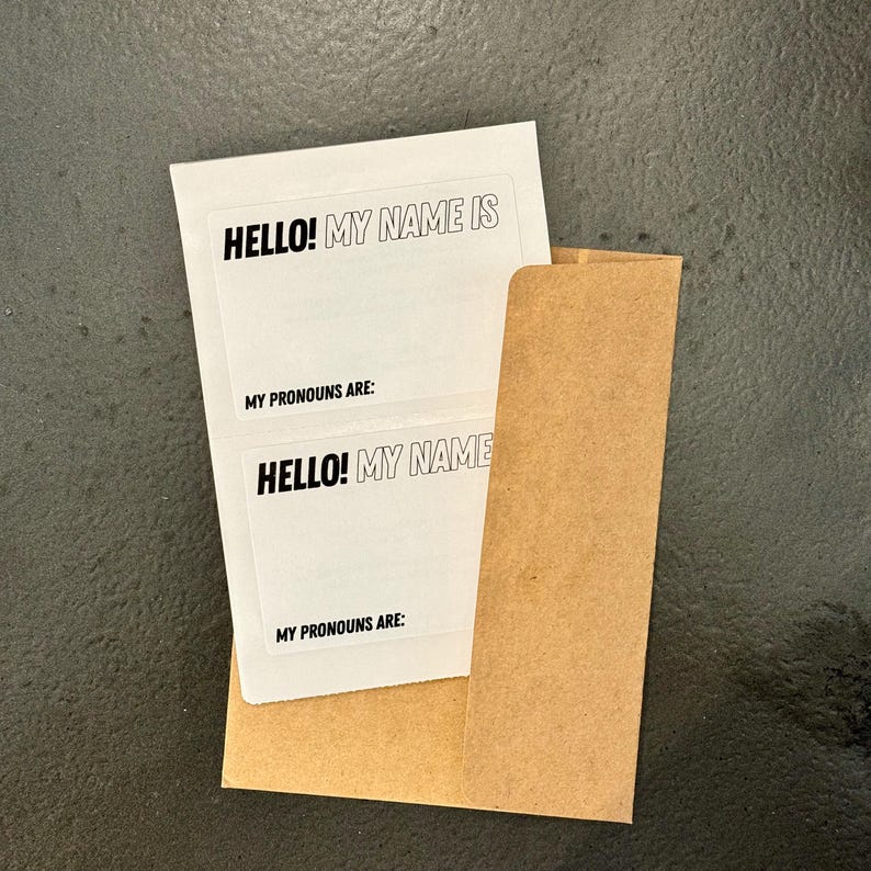 Blank Name Tags With Pronoun Prompts (50 Stickers) - Etsy