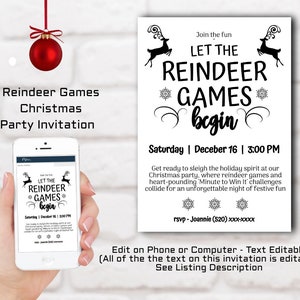 Editable Reindeer Games Christmas Party Invitation Instant Download ...
