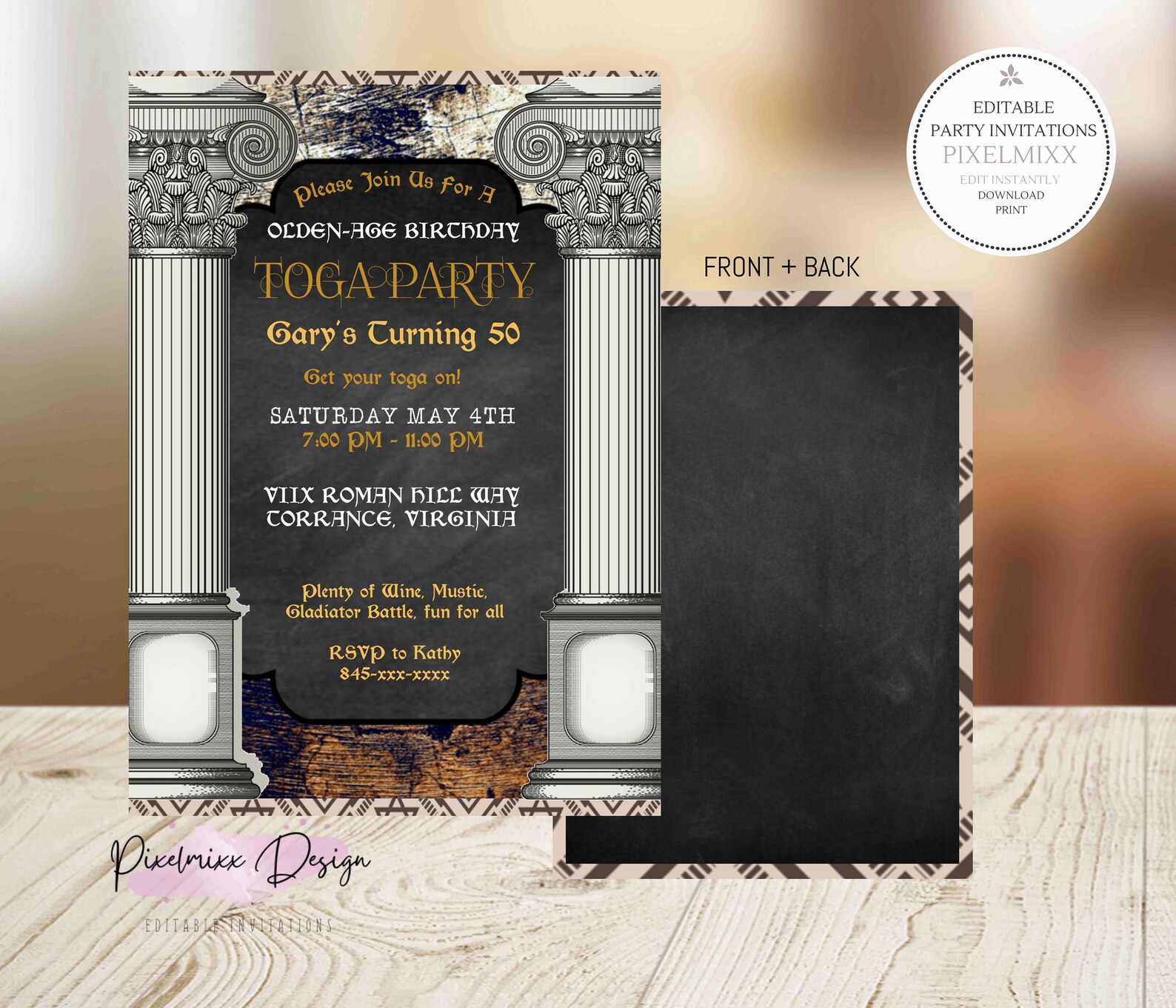 Toga Party Invitation, Toga Birthday Party, Greek Invitation Template ...