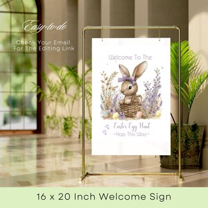 Pastel Easter Welcome Sign Easter Egg Hunt Party Sign Printable Bunny ...