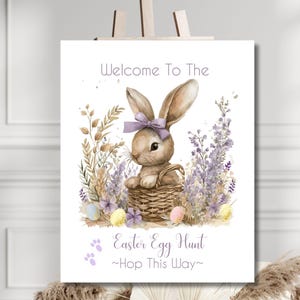 Pastel Easter Welcome Sign Easter Egg Hunt Party Sign Printable Bunny ...