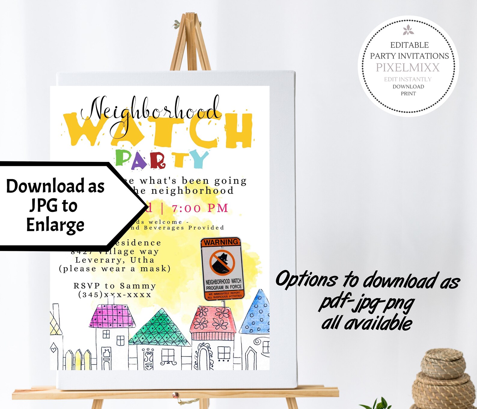 Neighborhood Watch Party Flyer Edit This Neighborhood Watch - Etsy