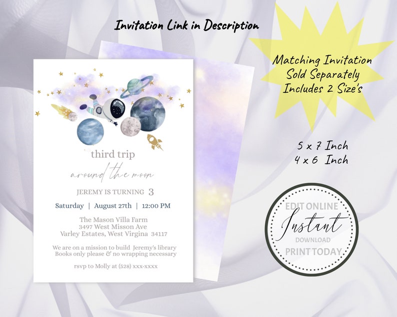 EDITABLE Outer Space Birthday Welcome Sign 1st Trip Galaxy - Etsy