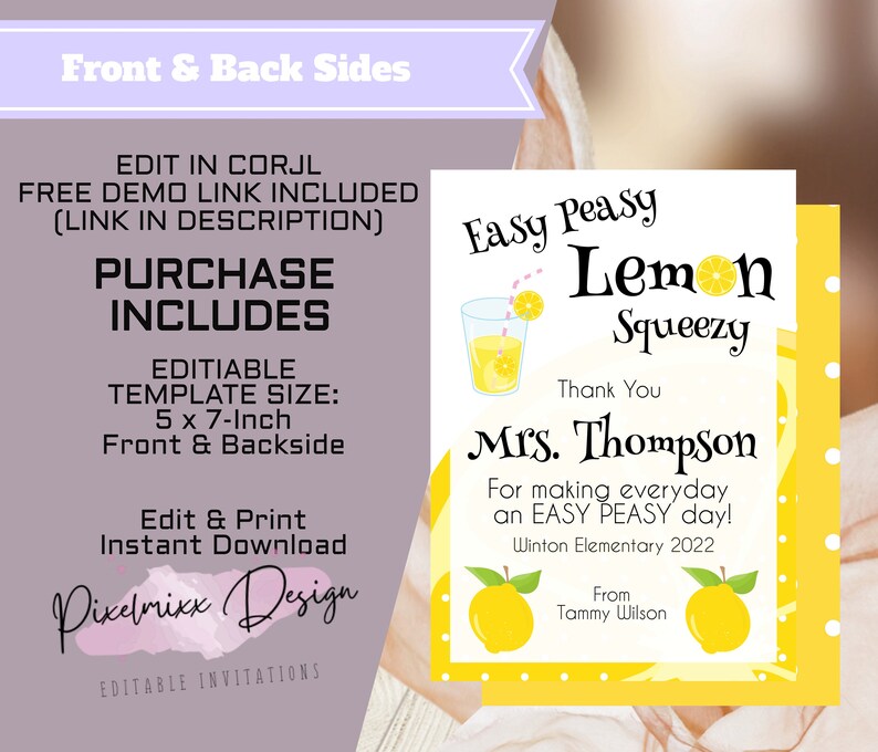 Easy Peasy Lemon Squeezy Teacher Appreciation Card Student | Etsy