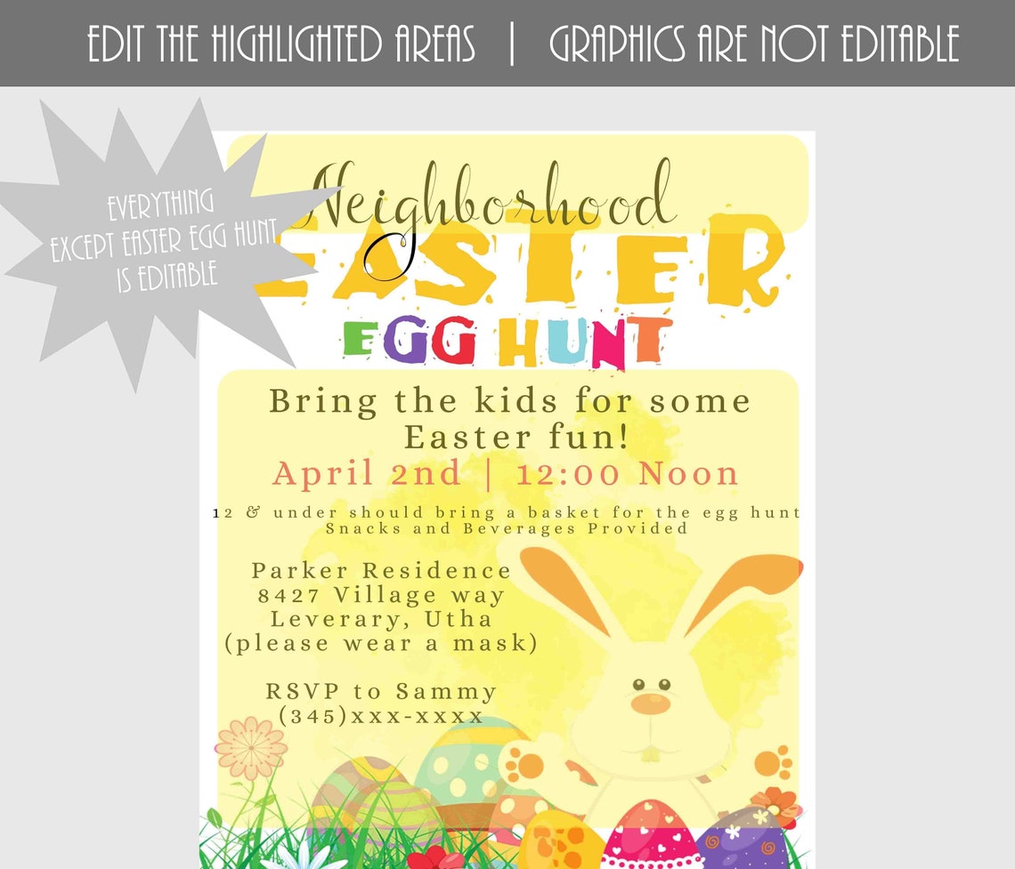 This Easter Flyer is Editable Instantly After Purchase, Neighborhood ...