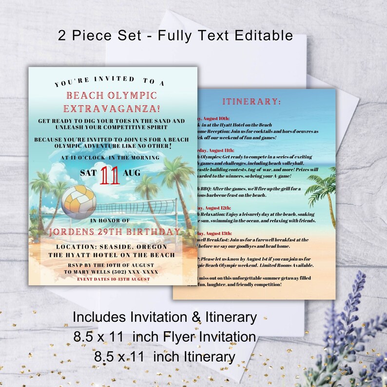 Editable Beach Birthday Trip Flyer Invitation With Itinerary (PDF) - Etsy
