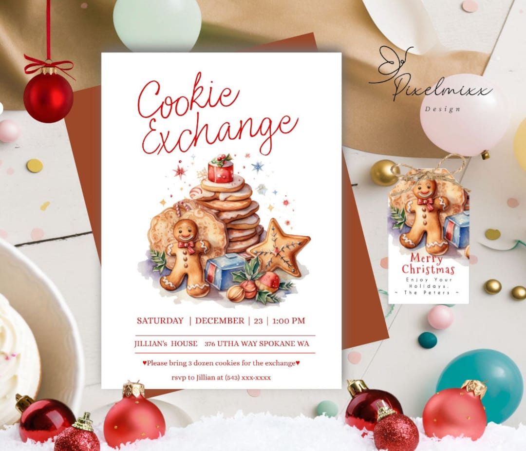 Christmas Cookie Exchange Invitation Template Cookie Swap Party Invite ...
