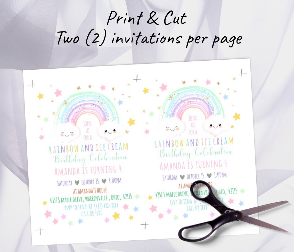 EDITABLE Rainbow Birthday Invitation Edit and Print - Etsy