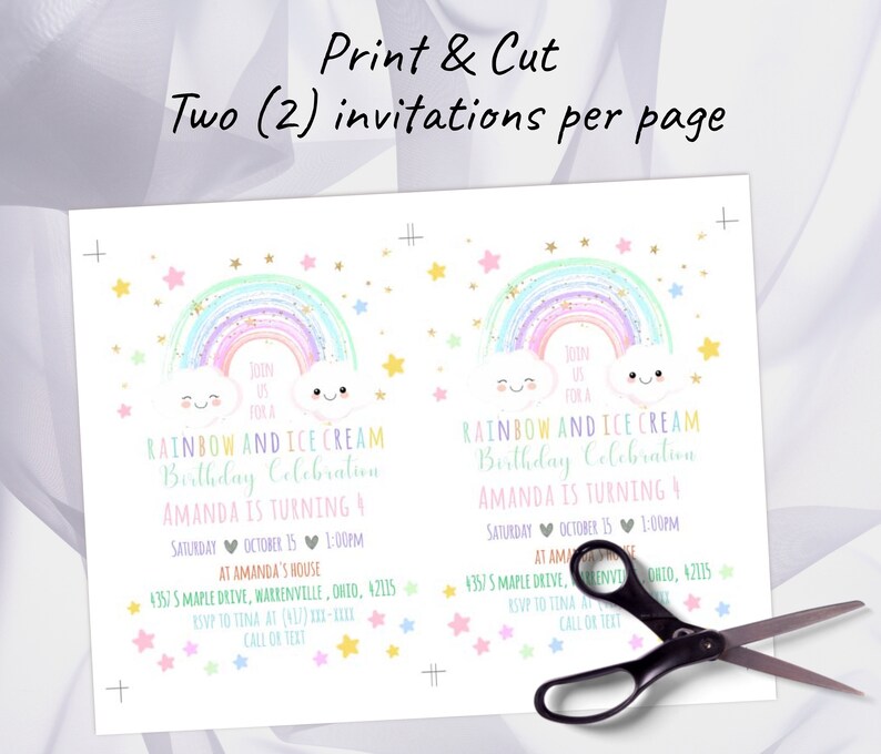 EDITABLE Rainbow Birthday Invitation Edit and Print - Etsy
