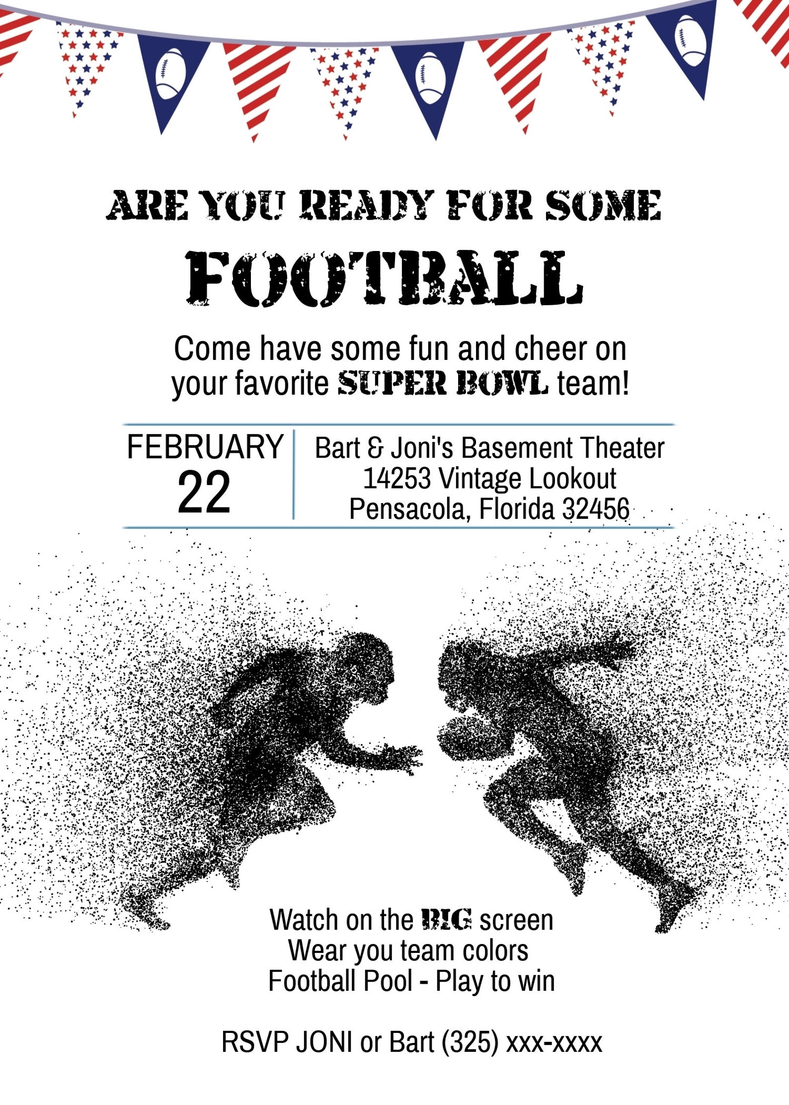 Super-bowl Party Invitation, Football Party Invitations, Personalize ...