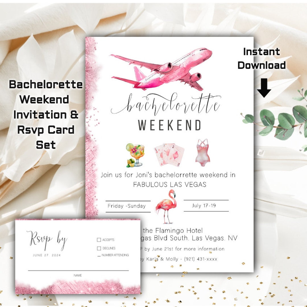 EDITABLE Bachelorette Party Invitation, Las Vegas Weekend Getaway ...