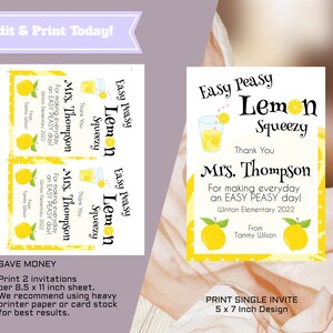 Easy Peasy Lemon Squeezy Teacher Appreciation Card, Student Teacher ...