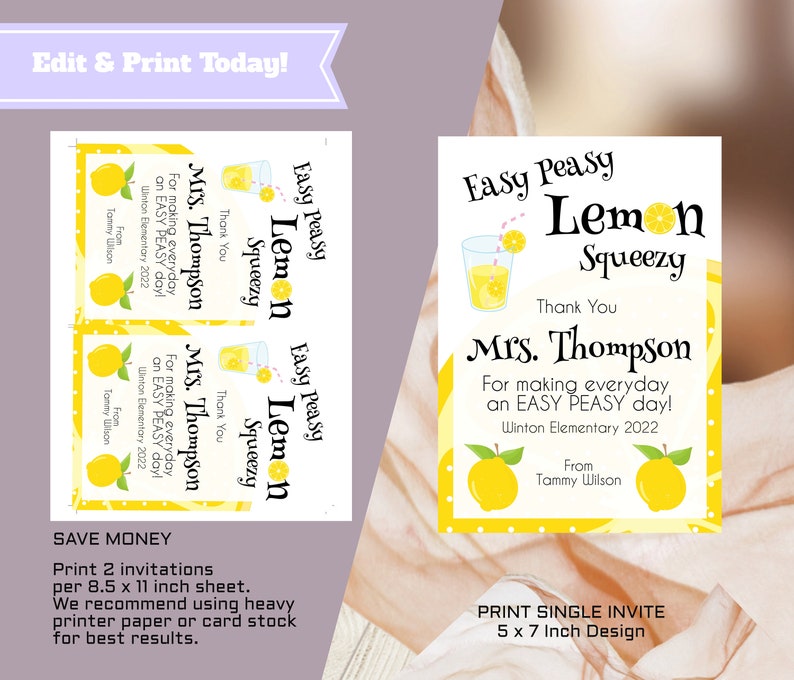 Easy Peasy Lemon Squeezy Teacher Appreciation Card Student - Etsy