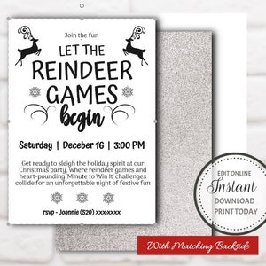 Editable Reindeer Games Christmas Party Invitation Instant Download ...