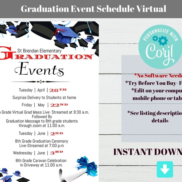 Virtual Graduation Program Template - Etsy