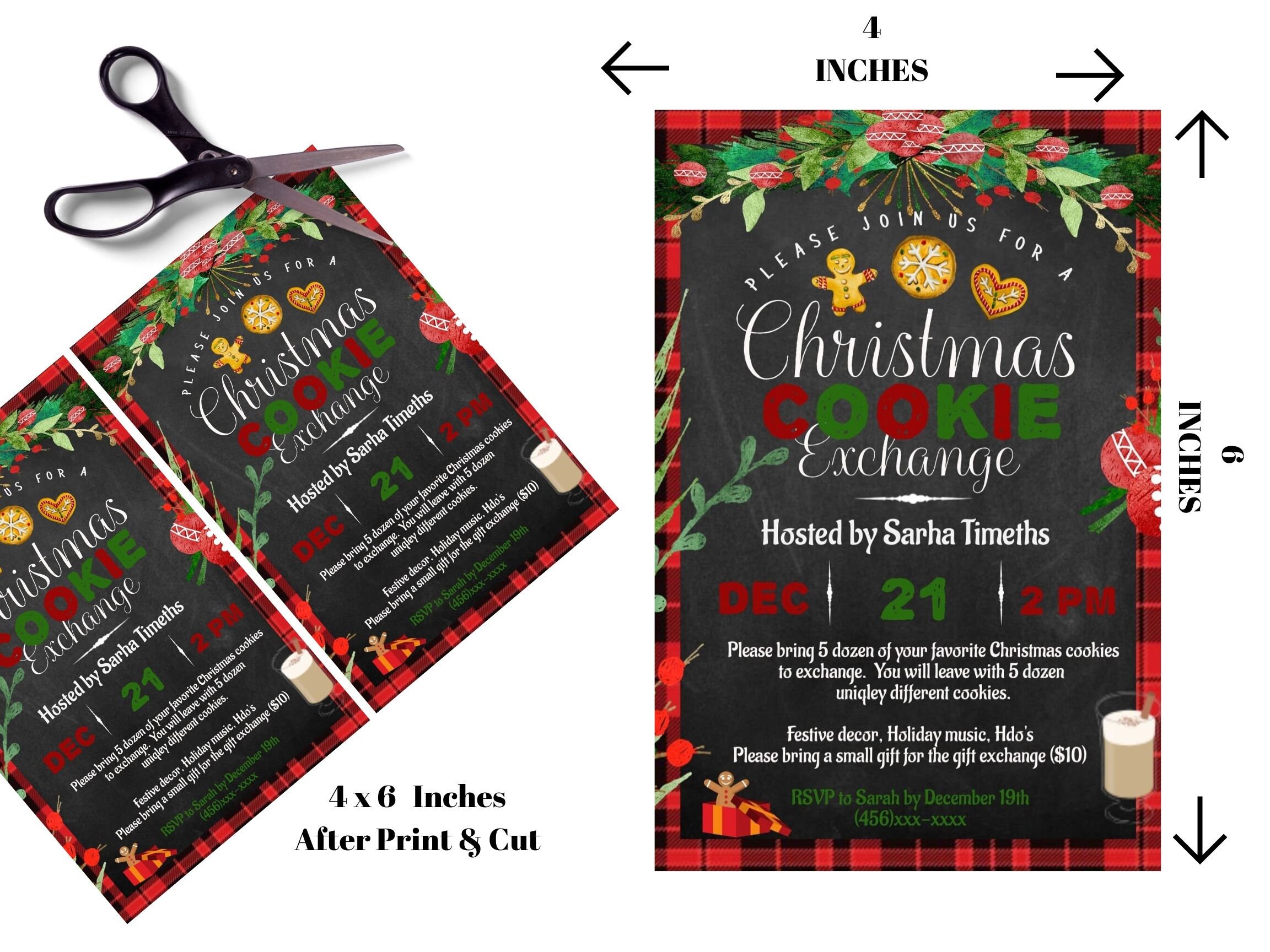 Christmas Cookie Exchange Invitation Template Editable DYI - Etsy